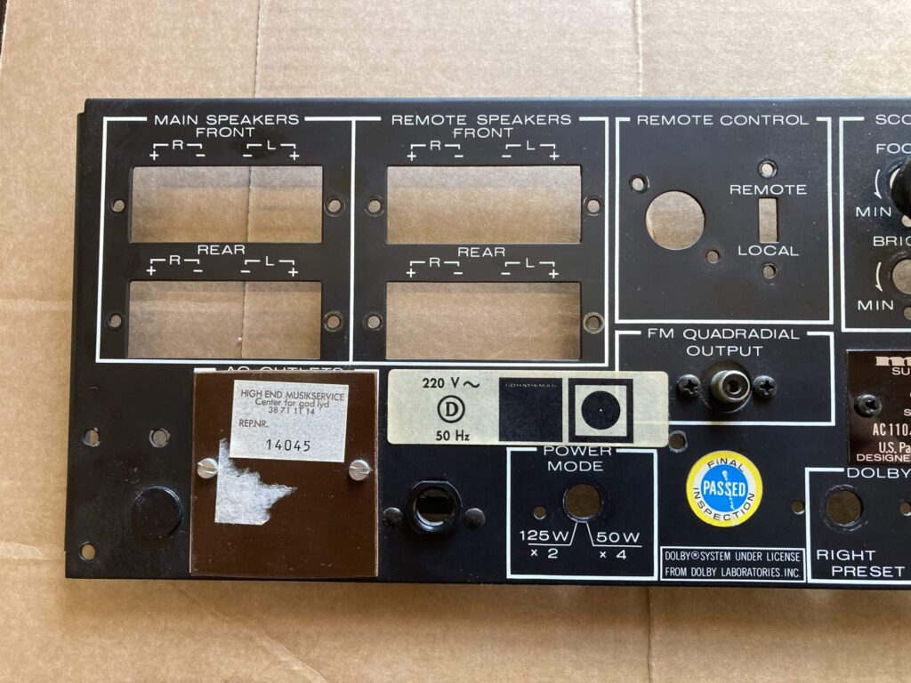 Original Marantz 4400 - Back panel / plate and more - SOLD OUT ...
