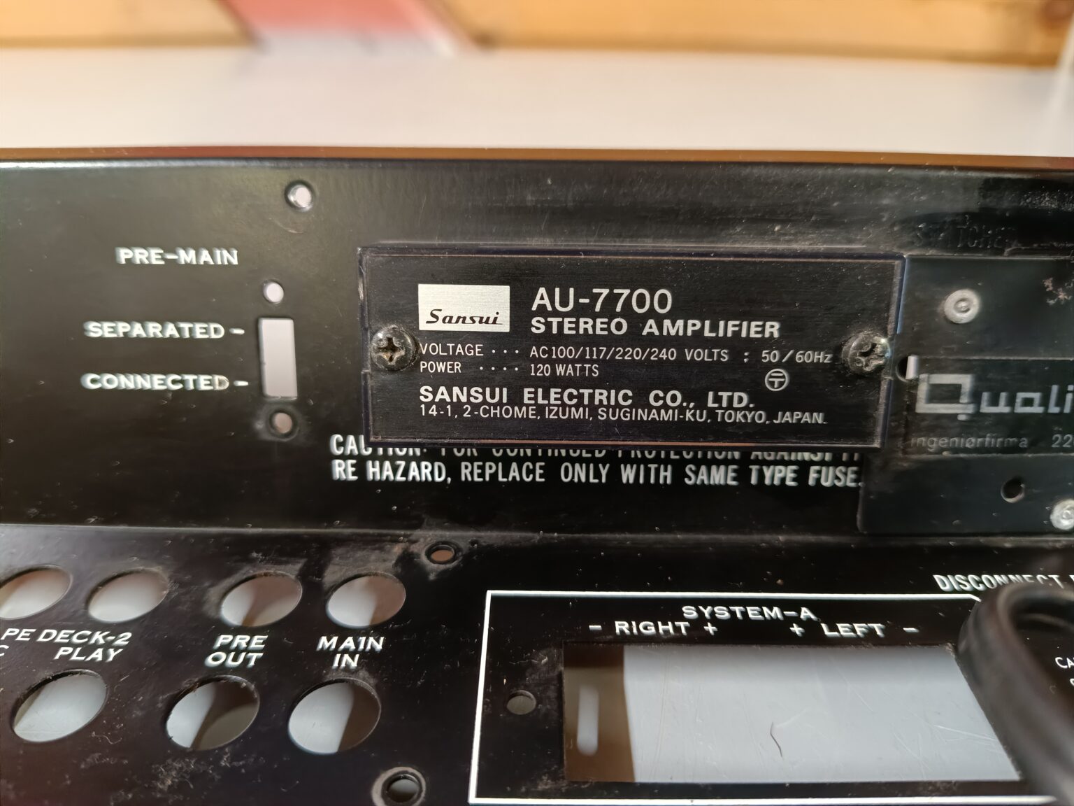 Original Sansui AU-7700 - Back Plate / Back Panel - ♫ Vintage HiFi ...